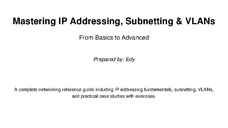 Mastering IP Addressing & Subnetting: A Complete Guide - Studocu