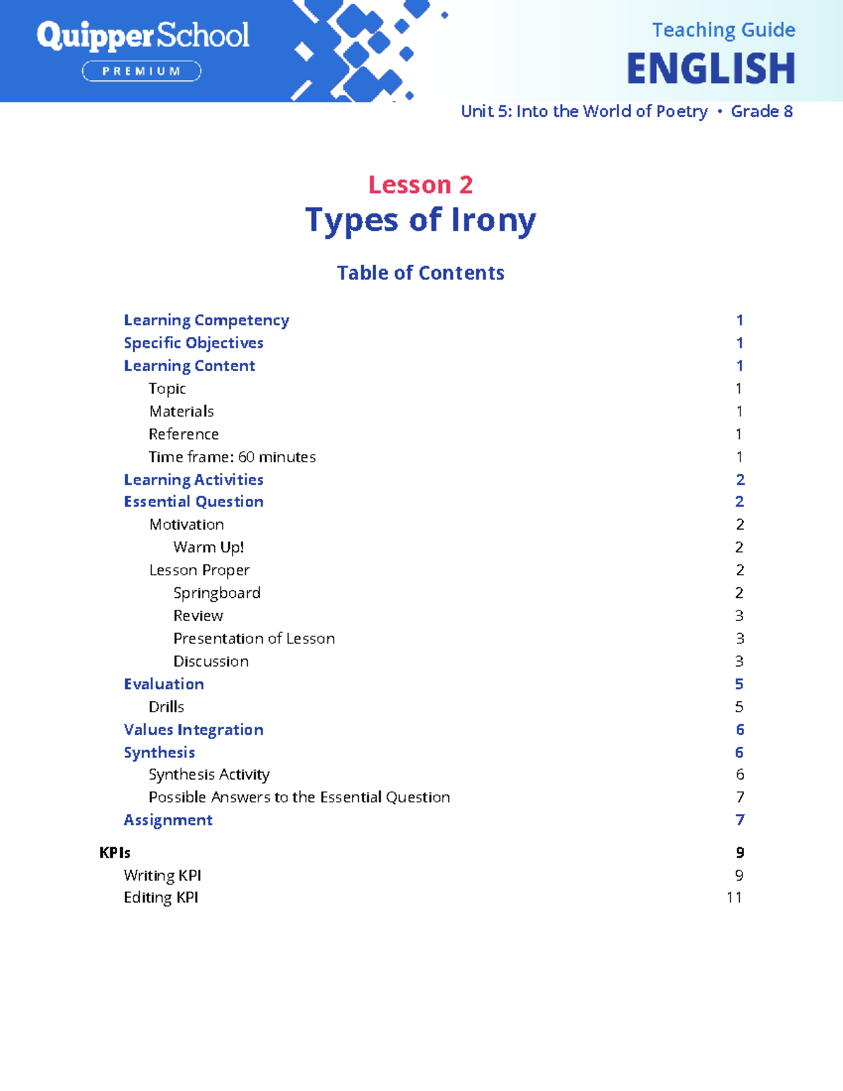 PDF-TG English-8 Unit-5 Lesson-2 Understanding Types of Irony - Studocu
