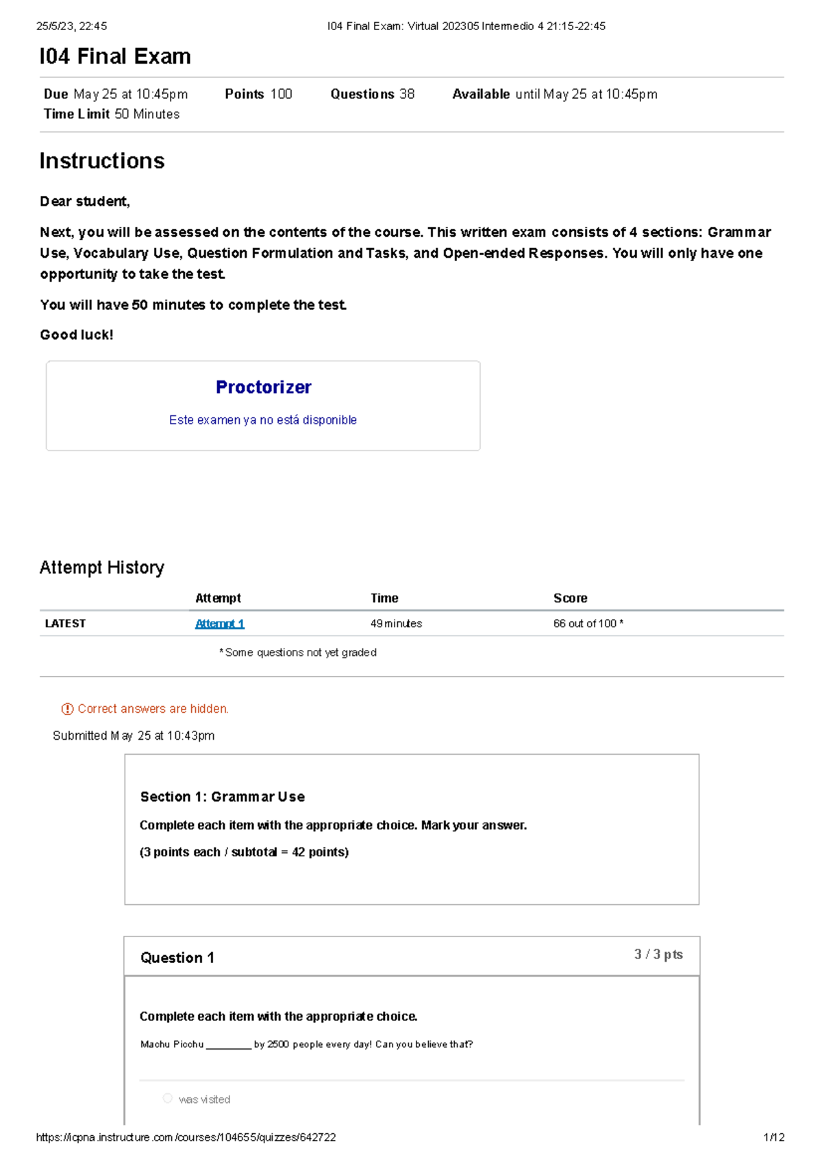 I04 Final Exam Guide: Key Insights for Intermedio 4 (2023) - Studocu