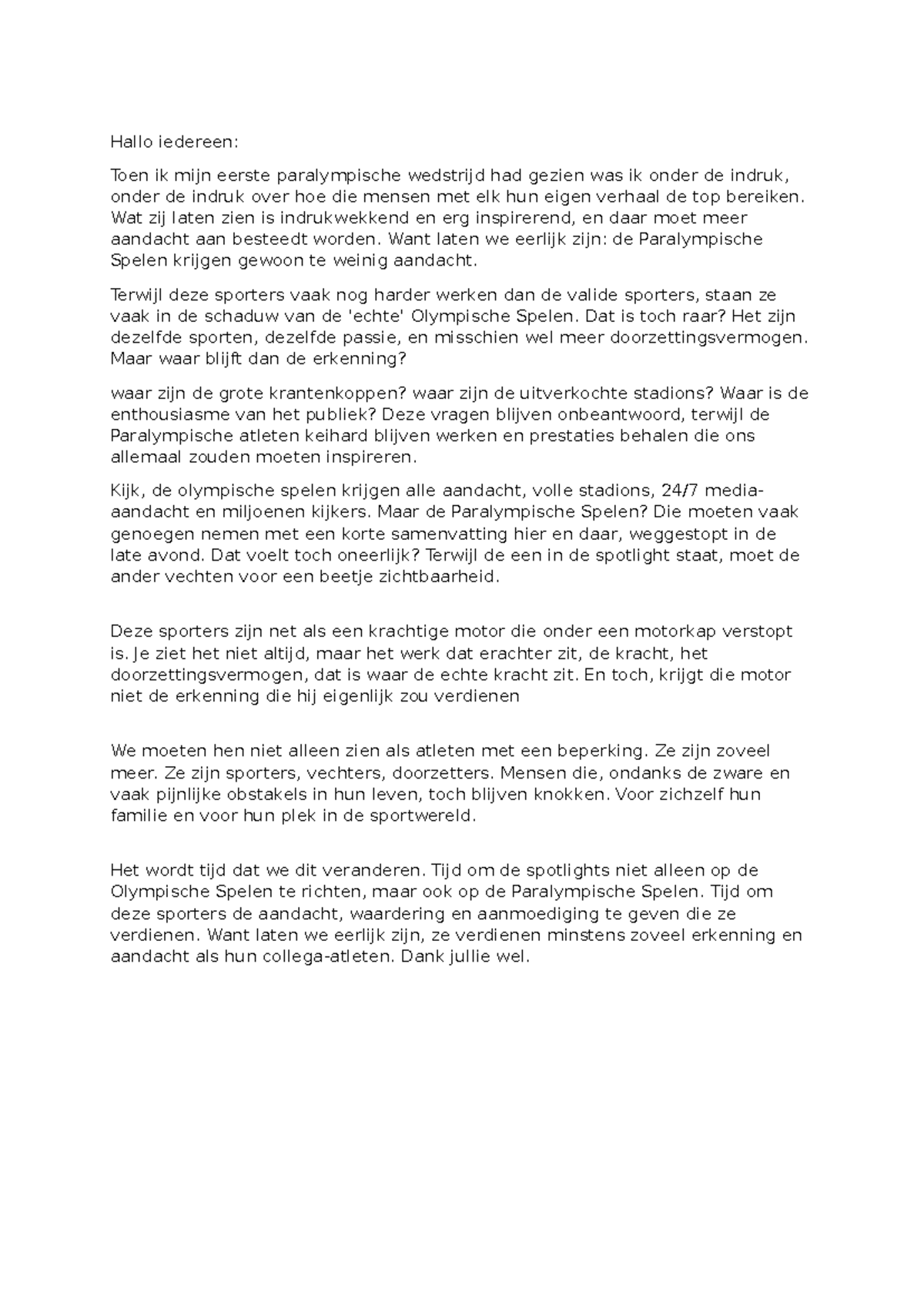 Paralympische Spelen: Een Pleidooi voor Meer Erkenning - Studeersnel