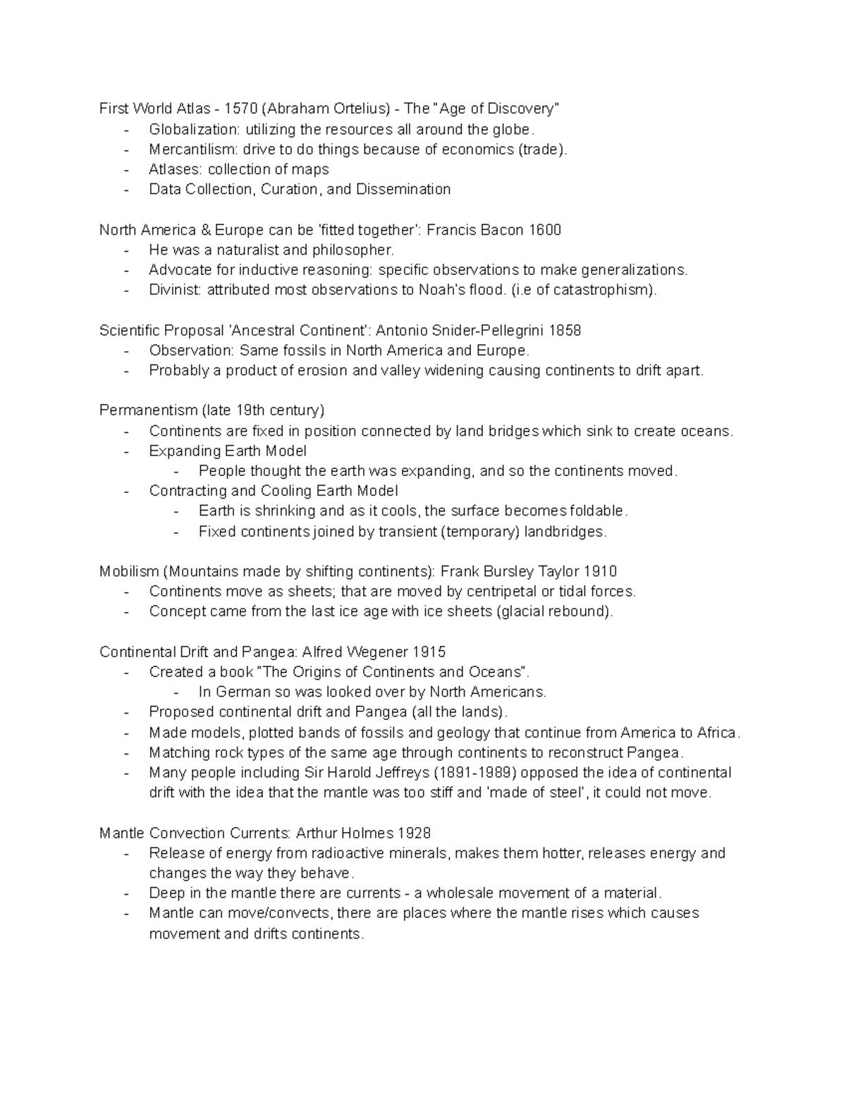 EESA06 Lecture 2: The Evolution of Continental Drift Theories - Studocu
