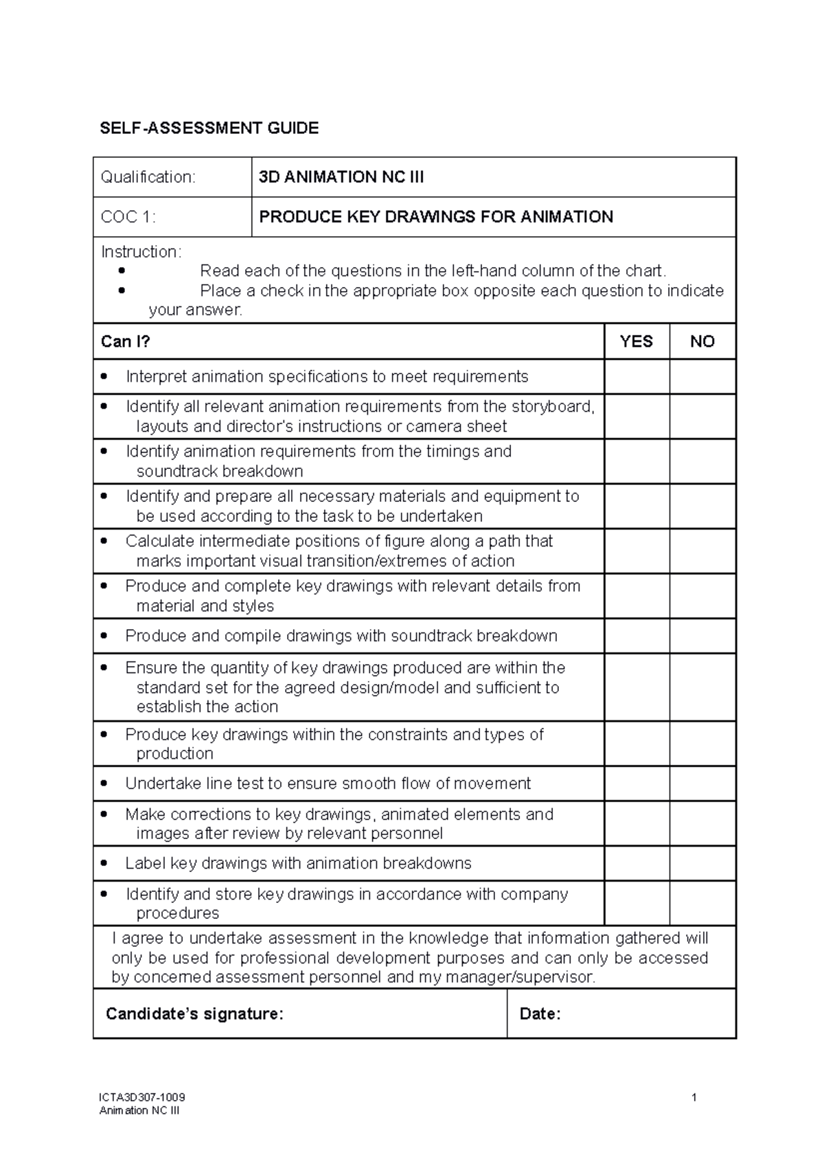Self-Assessment Guide for 3D Animation NC III (ICTA3D307-1009) - Studocu