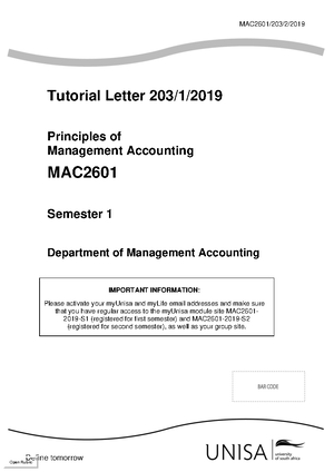 MAC2601 Learning UNIT 2 key notes - CHAPTER 1 LEARNING UNIT 2: Cost ...