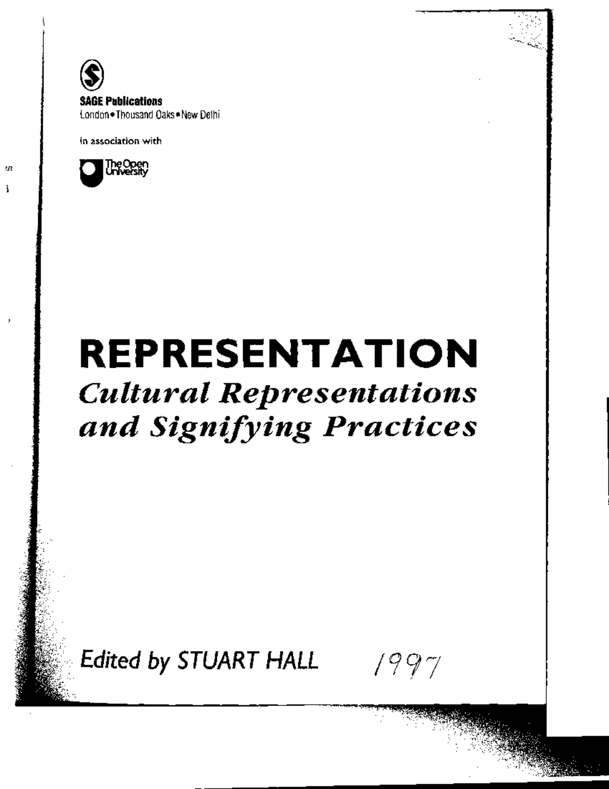 Representation: Cultural Representations and Signifying Practices (Hall ...