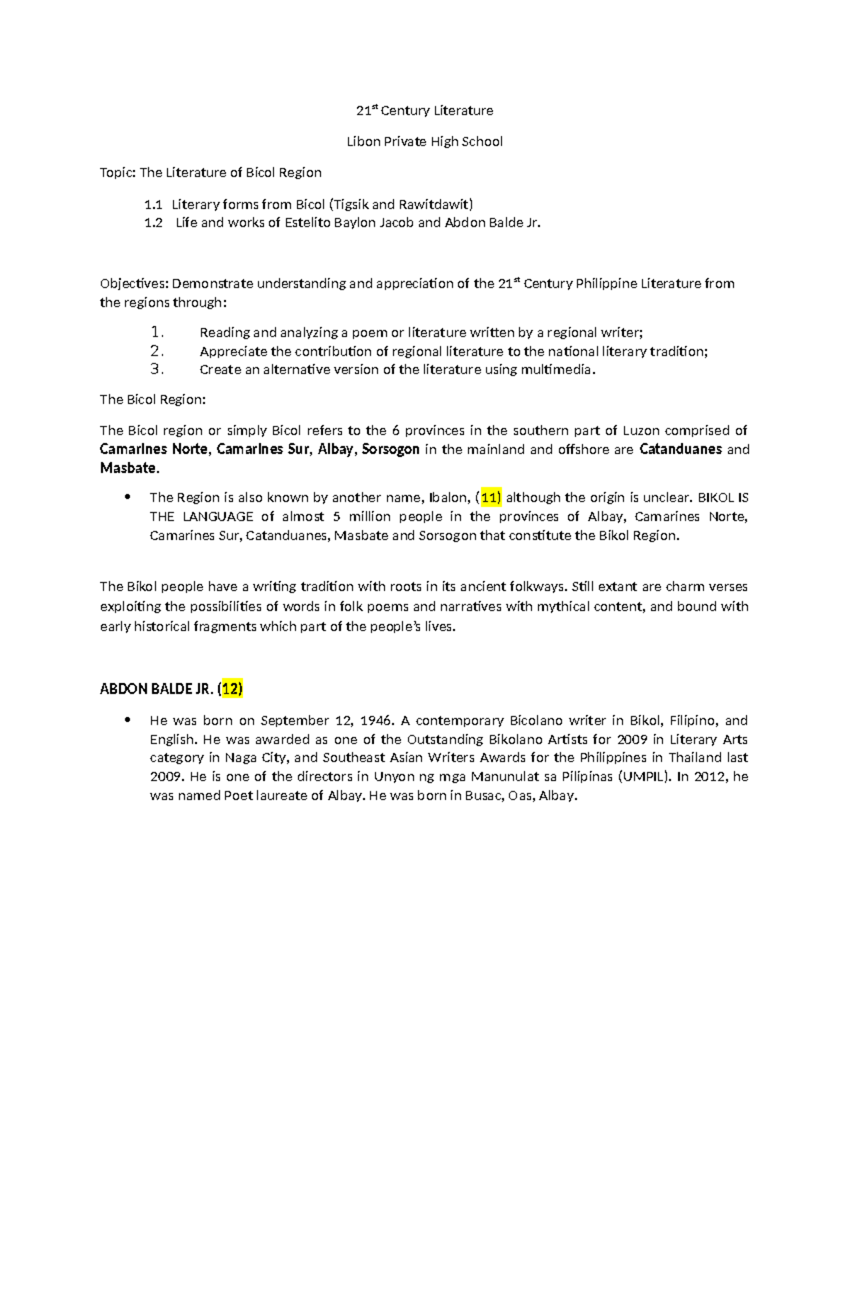 21st Century Literature: Exploring Bicol's Literary Forms and Authors ...