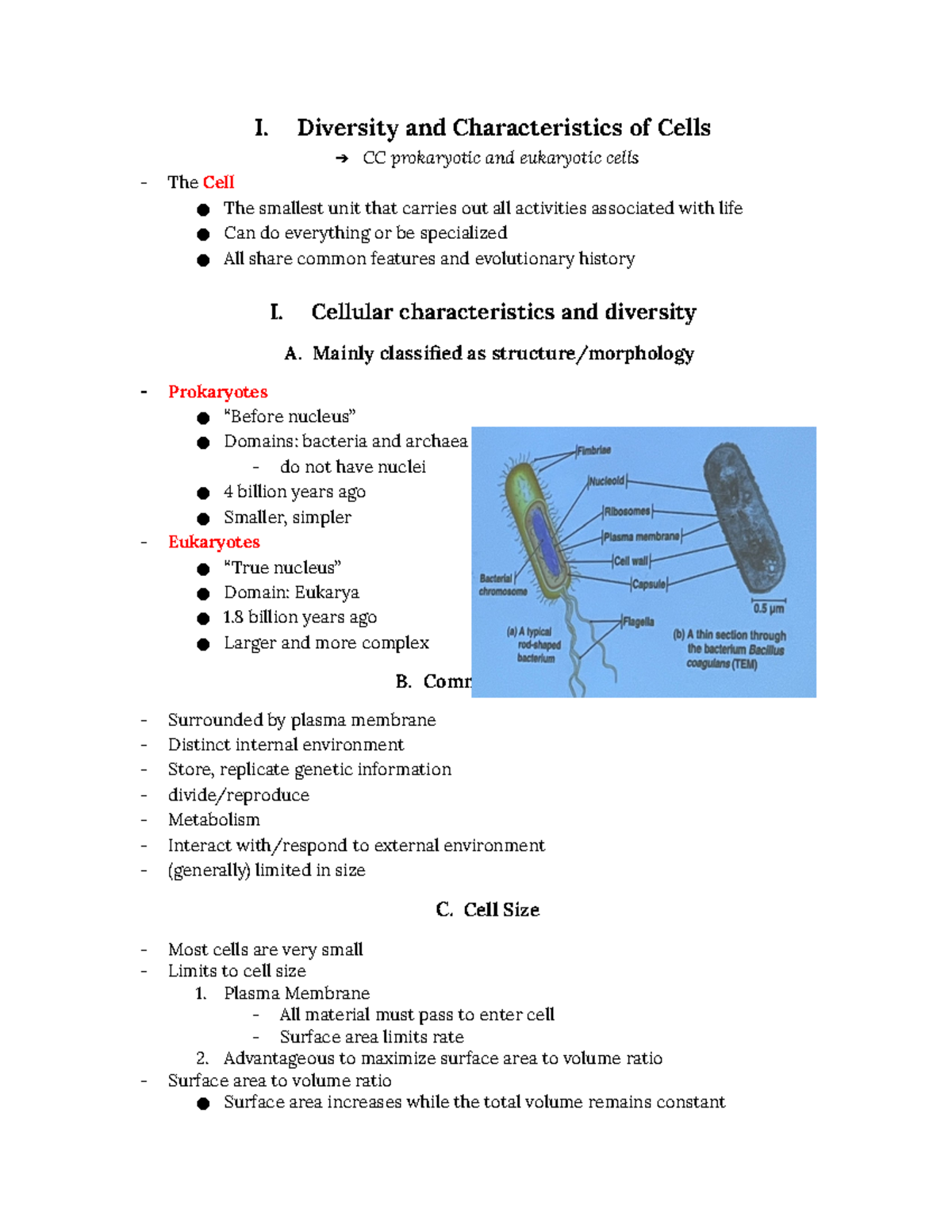 3. Cell Structure Notes - General Biology (BIOL 101) - Studocu