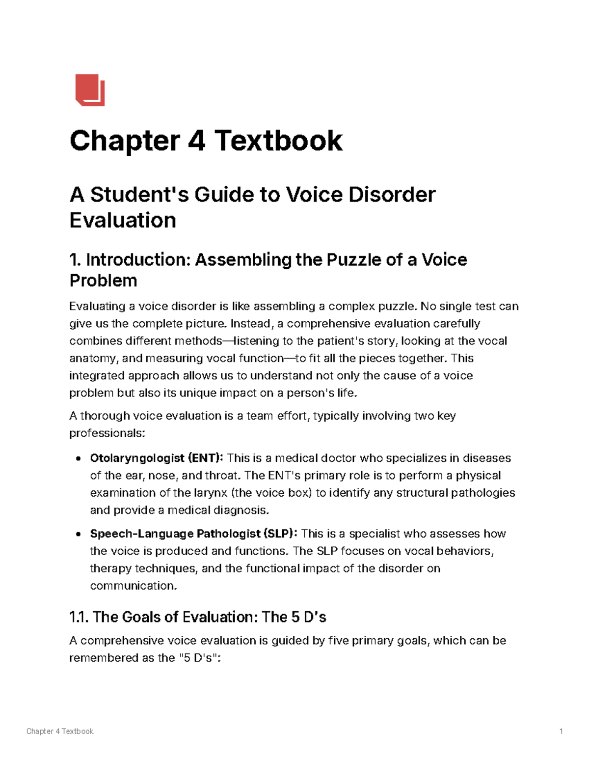 Comprehensive Voice Disorder Evaluation Guide - SLP 101 Chapter 4 - Studocu