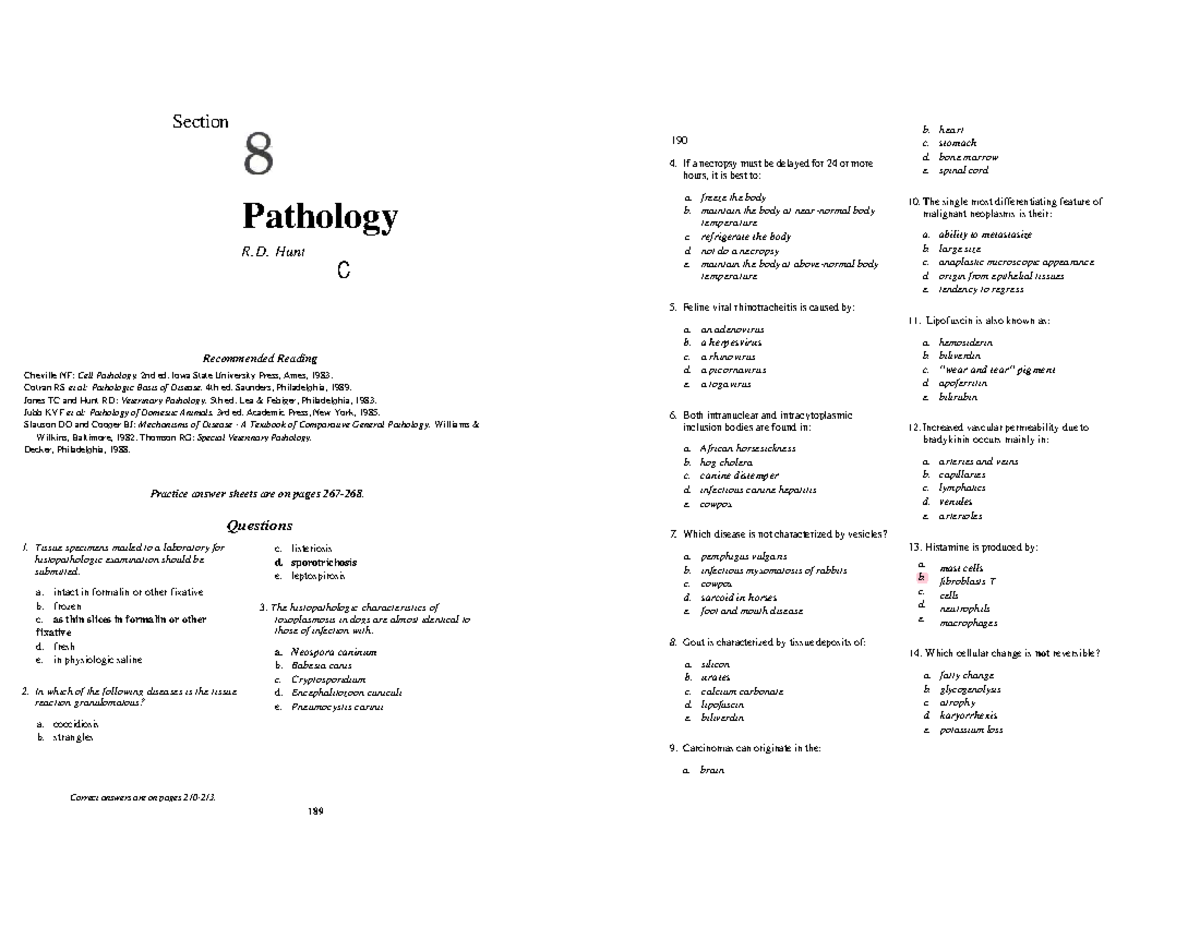 Pathology Section 190: Key Concepts and Exam Review Notes - Studocu