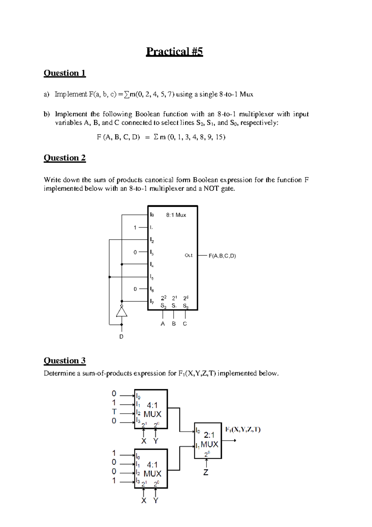Practical 5: Mux Implementations and Boolean Functions (2025) - Studocu
