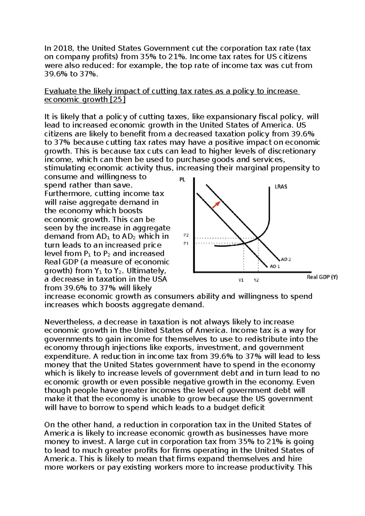 25 Marker - Impact of Tax Cuts on US Economic Growth - Studocu