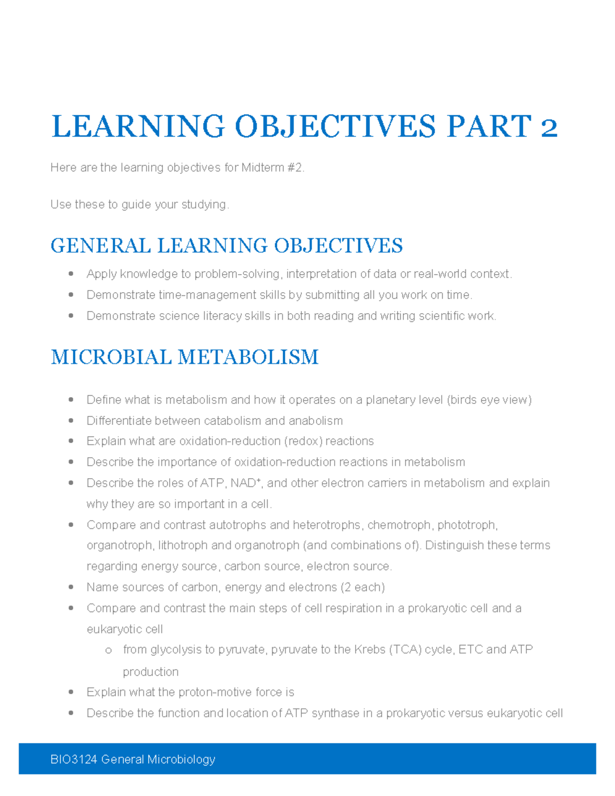 Learning objectives module 2 2024 - LEARNING OBJECTIVES PART 2 Here are ...
