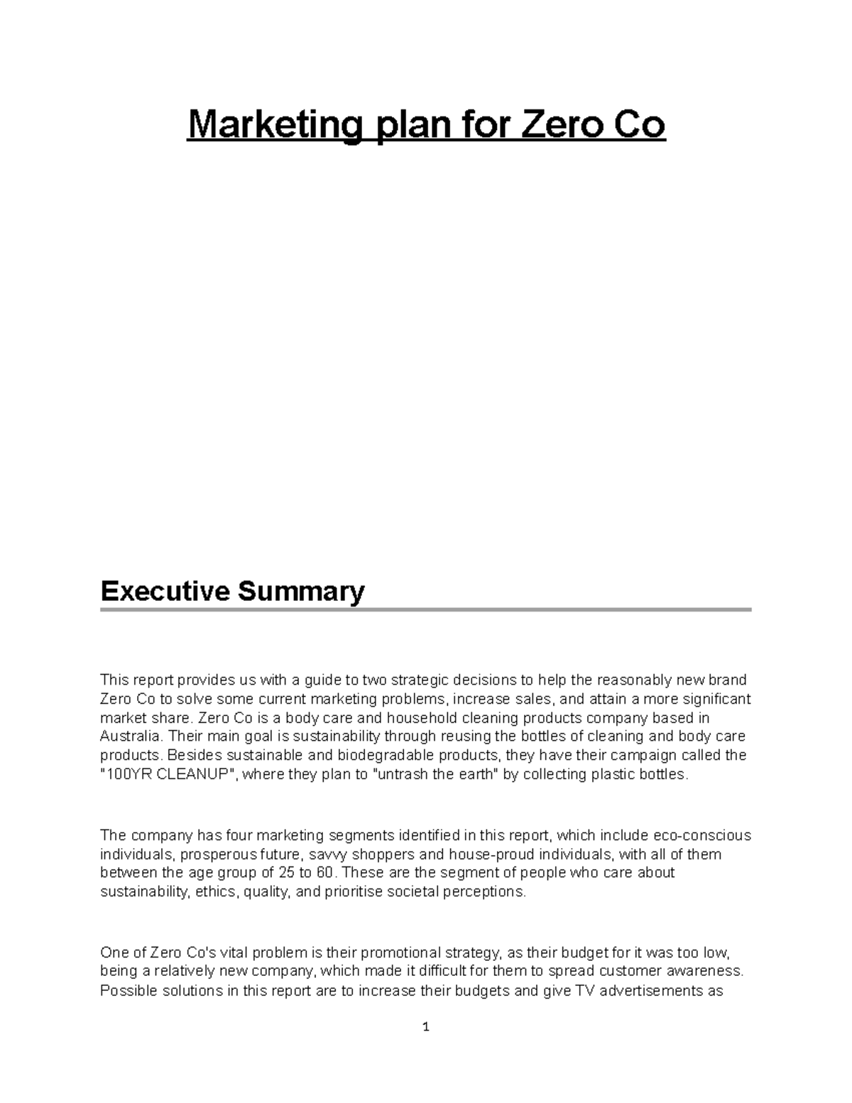 Marketing Strategy Redesign for Zero Co: Enhancing Sustainability and ...