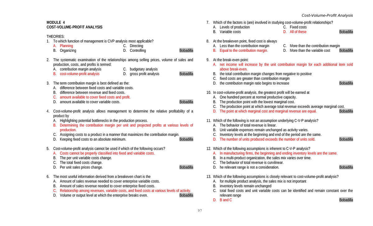 Cost-Volume-Profit (CVP) Analysis: Key Theories and Applications - Studocu