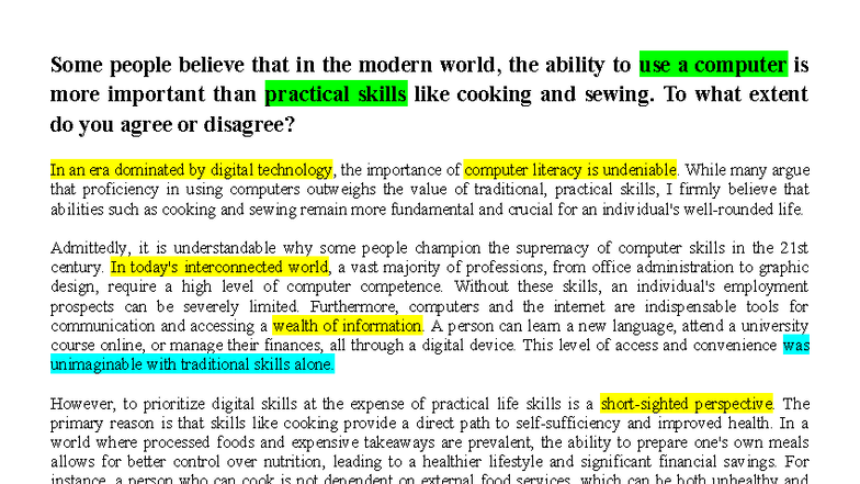 Essay Notes: The Importance of Practical Skills vs. Computer Literacy ...