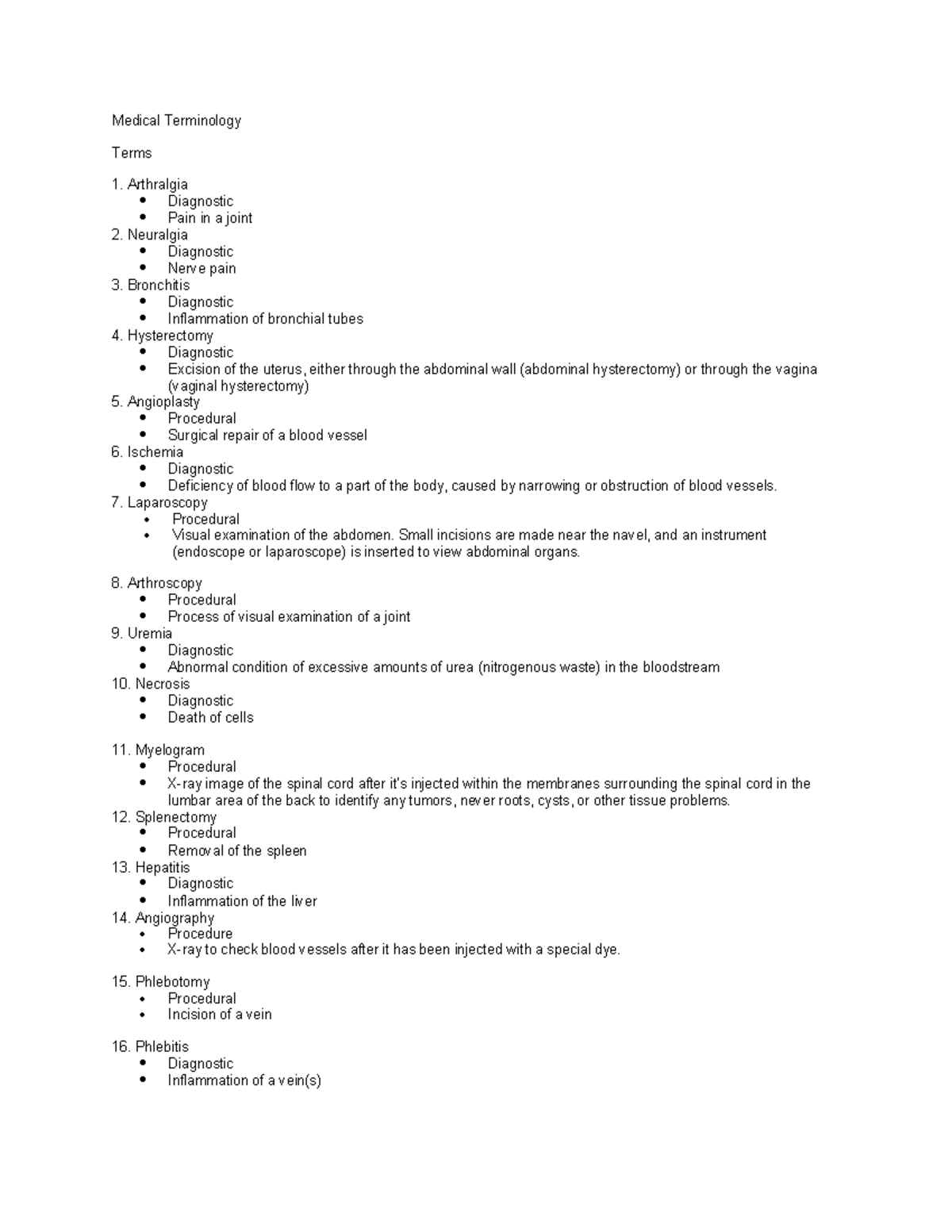 Medical Terminology Terms for Health Sciences (Course Code: HSC101 ...