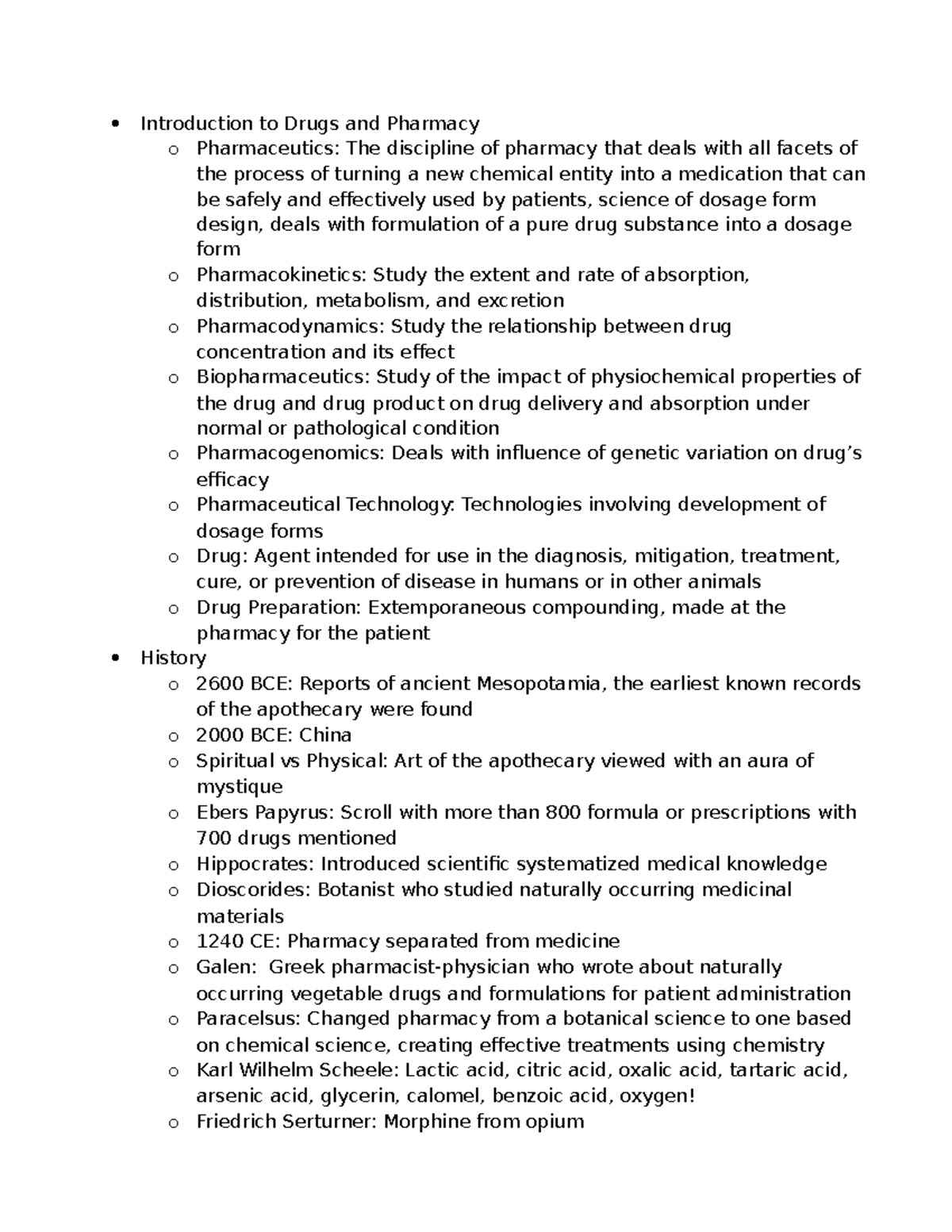 Introduction to Drugs and Pharmacy - Studocu