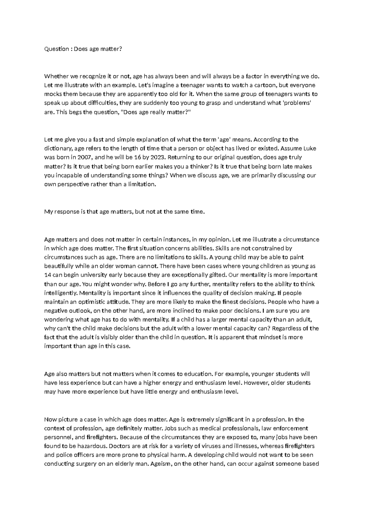 Essay: Does Age Matter? Exploring Perspectives on Age and Capability ...