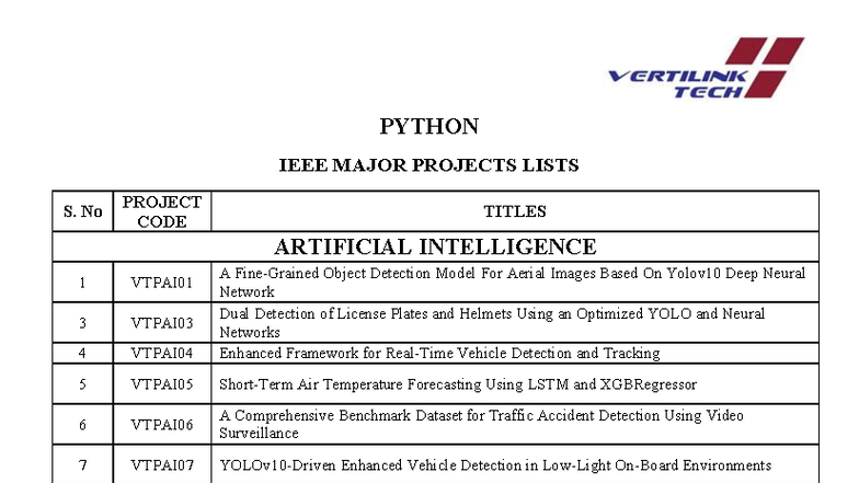 IEEE Python 2025 - Major Projects and Research Notes - Studocu