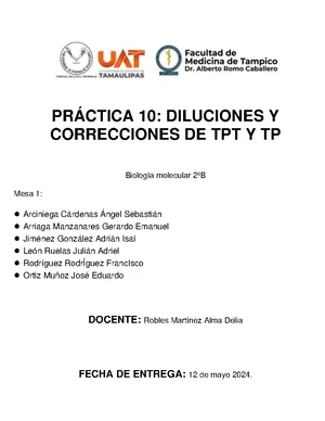 Práctica 10: Diluciones y Correcciones en Coagulación Sanguínea (TP ...