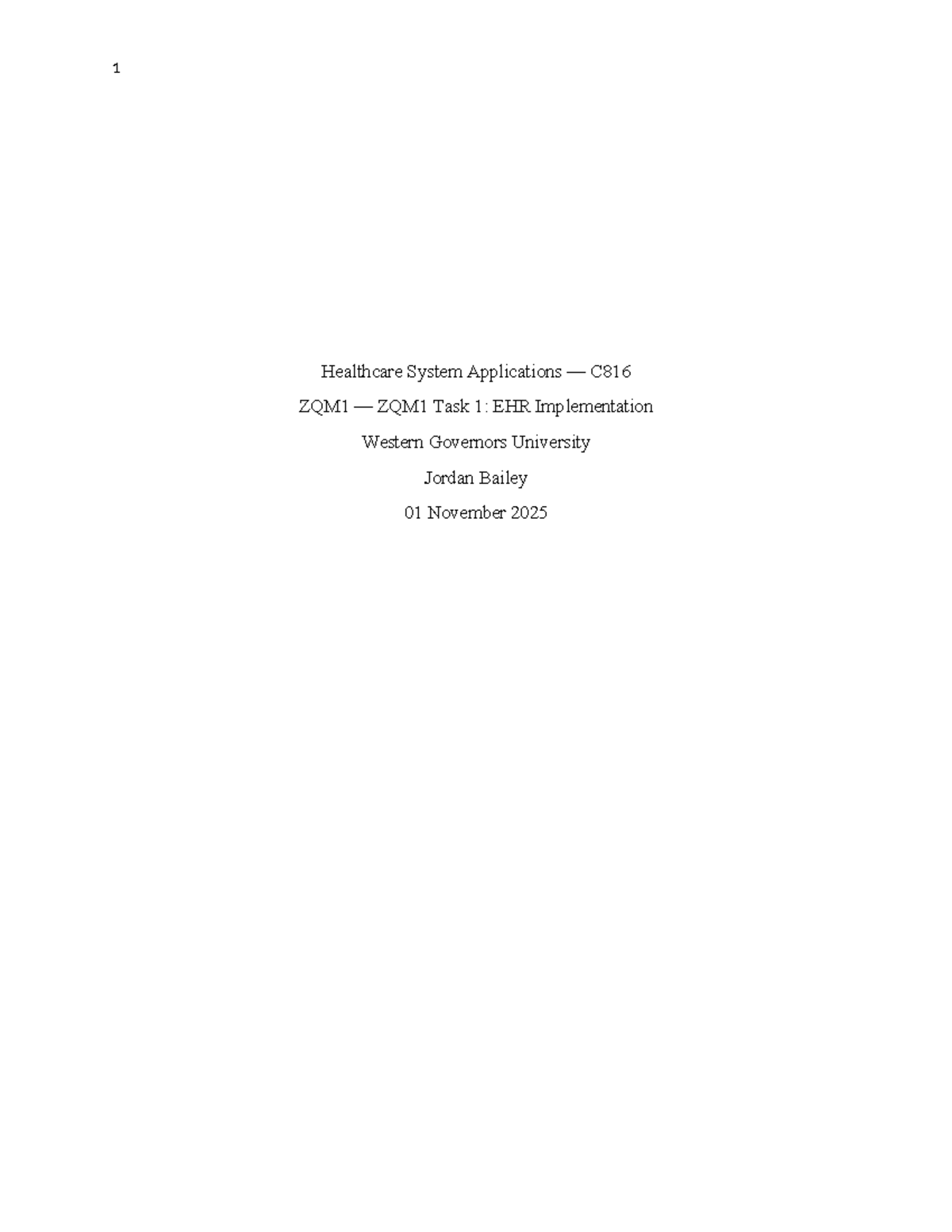 C816 - Task 1: EHR Implementation Challenges and Solutions - Studocu