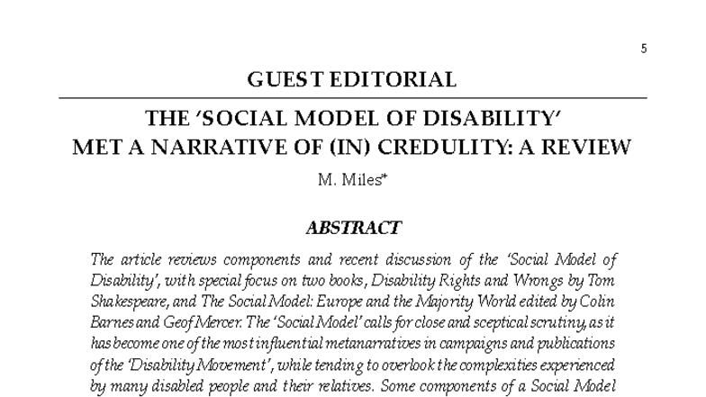 The Social Model of Disability: A Critical Review (DIS 101) - Studocu