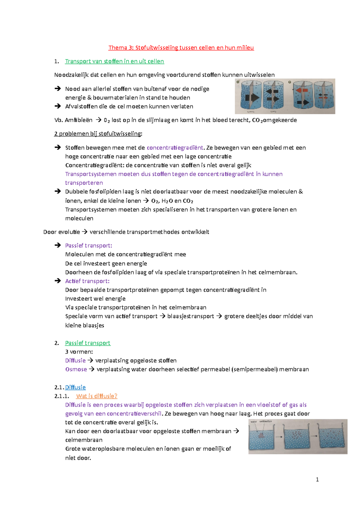 Thema 3: Stofuitwisseling Tussen Cellen en Hun Milieu - Notities - Studocu