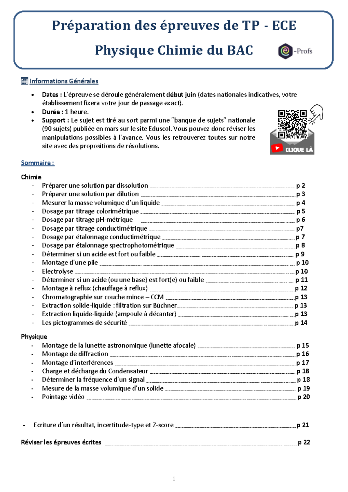 Préparation TP ECE Physique Chimie BAC 2026 : Guide Complet - Studocu
