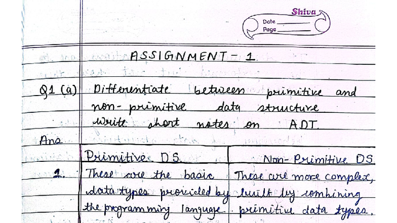 DS-asgn1: Primitive vs Abstract Data Structures and Algorithms - Studocu