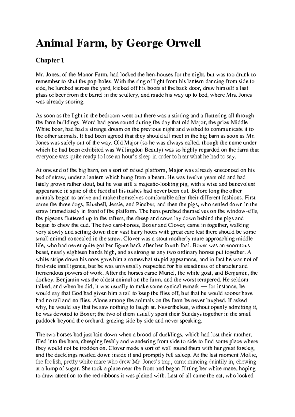 Animal Farm Whole Text - Na Ian good - Animal Farm, by George Orwell ...
