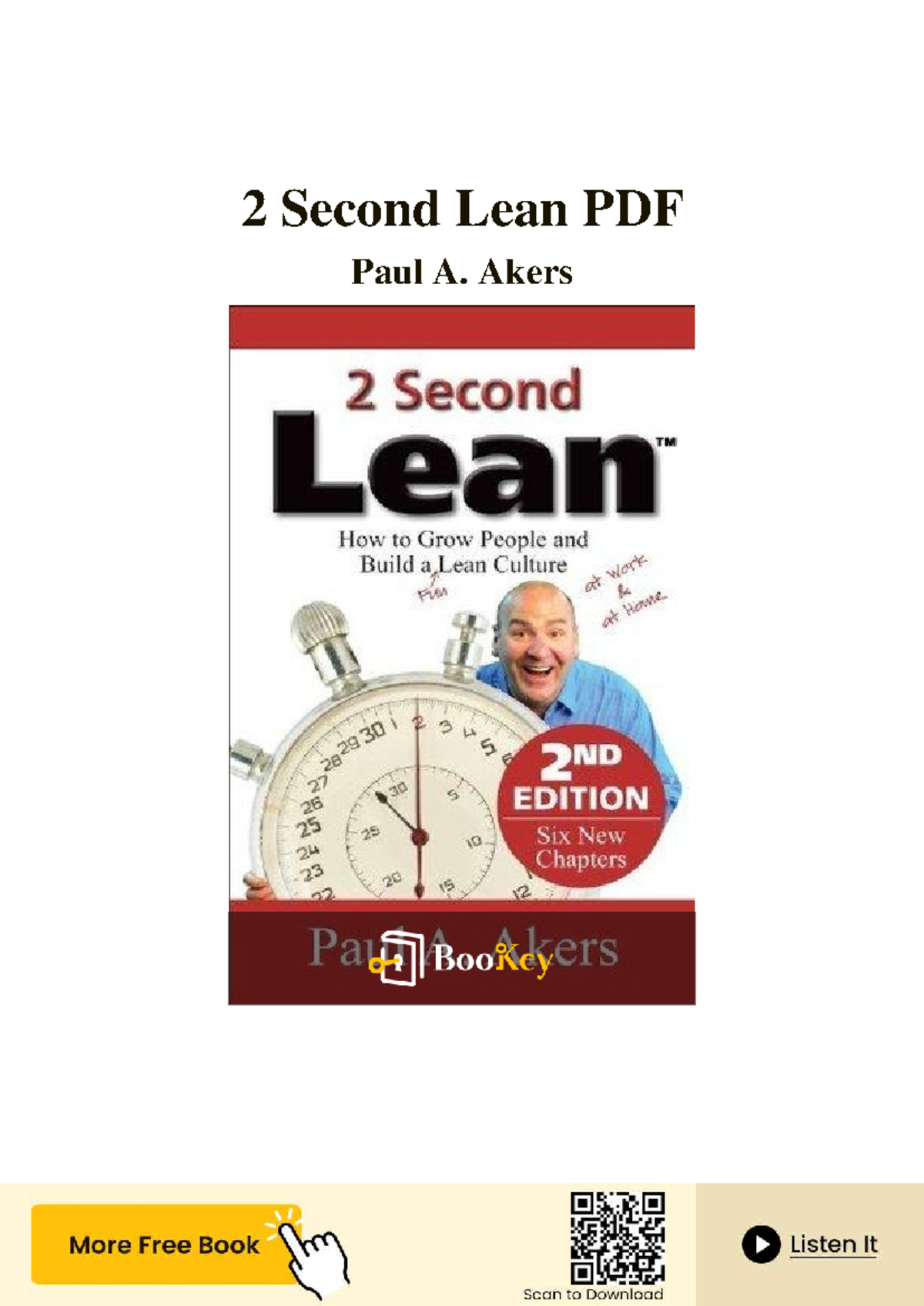 2 Second Lean PDF - Insights from Paul A. Akers on Lean Principles ...