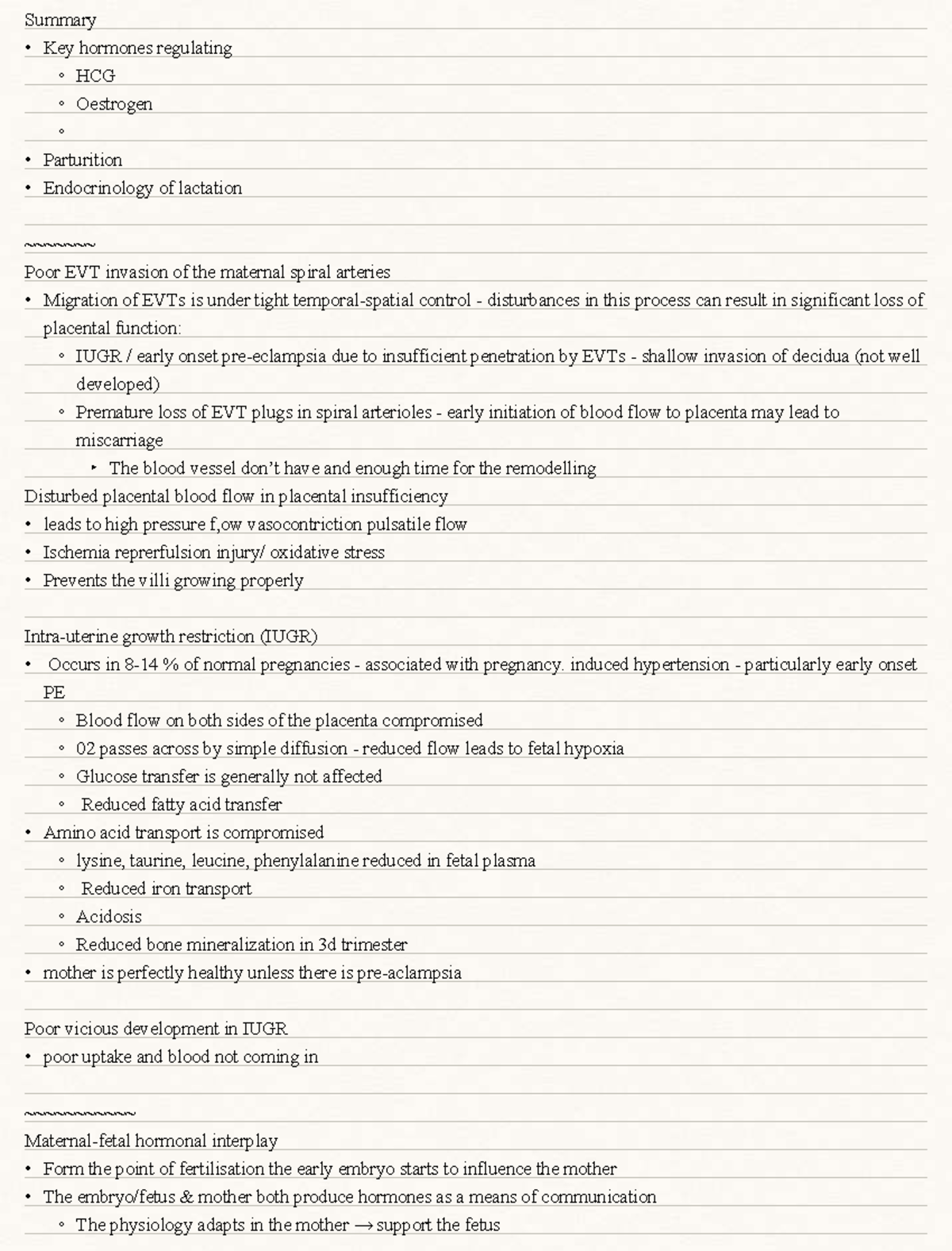 Week 5(19) Endocrine Control of Pregnancy & Parturition Summary - Studocu