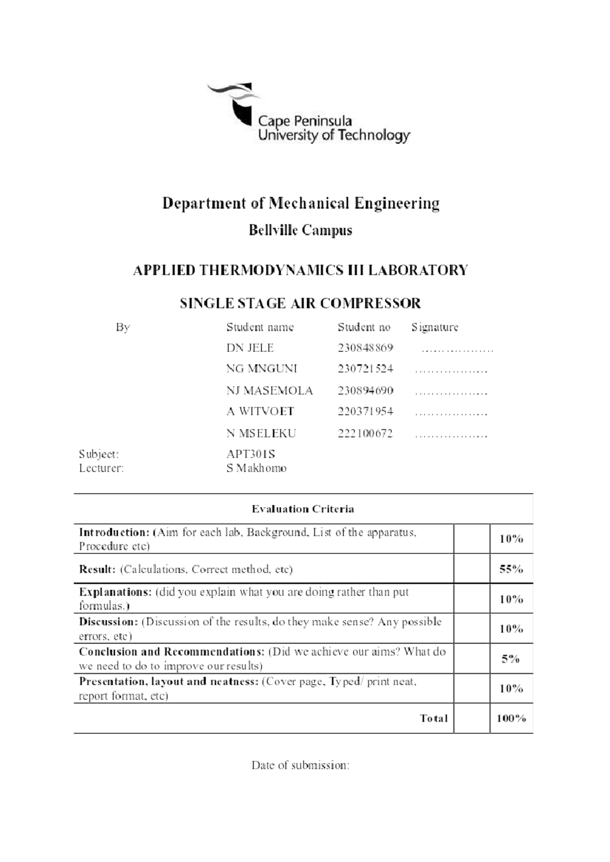 Thermo Compressor Lab Report: Efficiency Calculations and Analysis ...
