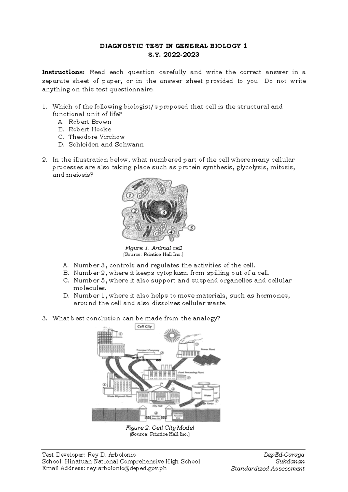 GB1 Diagnostic Test - General Biology 1 (S.Y. 2022) - Studocu