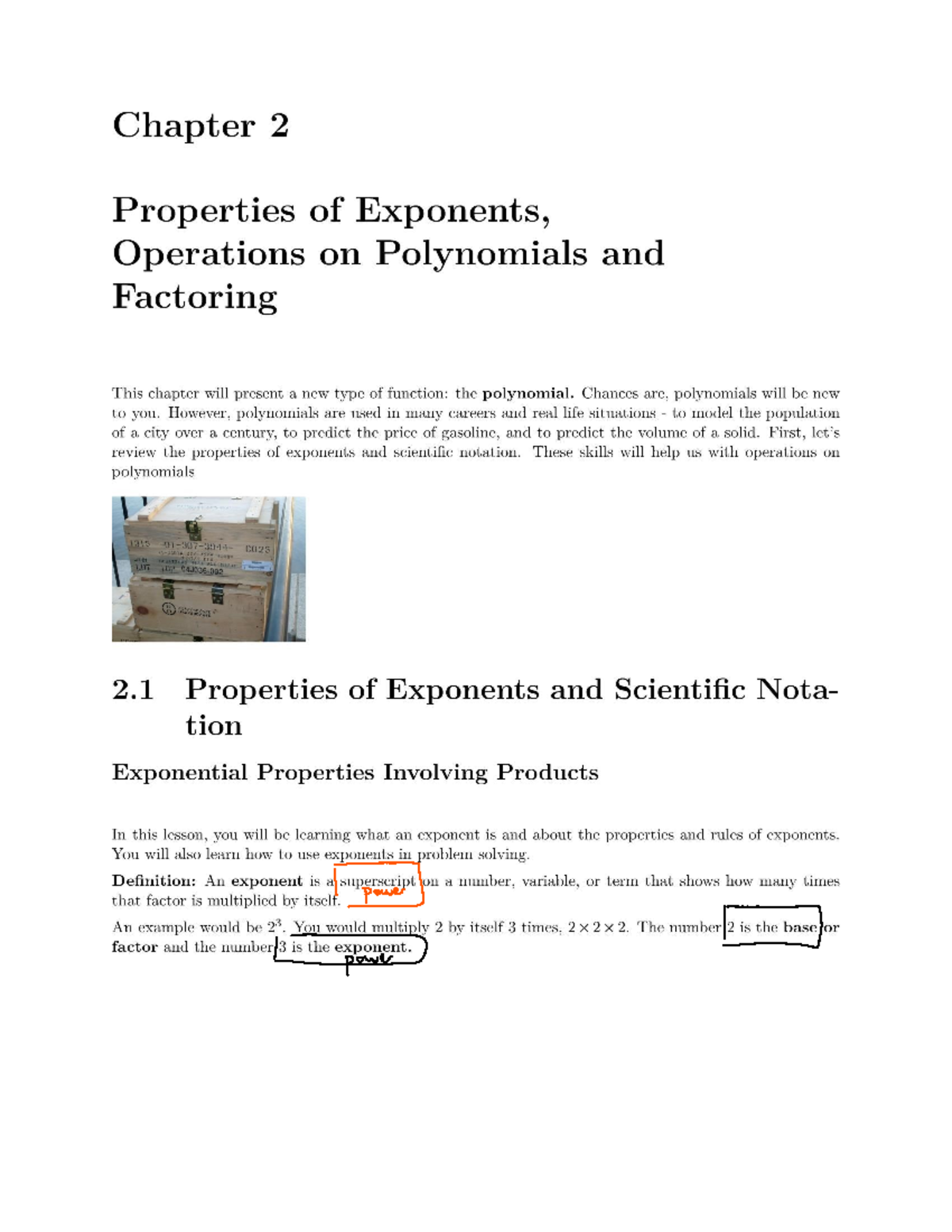 2.1 and 2.2 lecture 94 - Chapter 2 Properties of Exponents, Operations ...