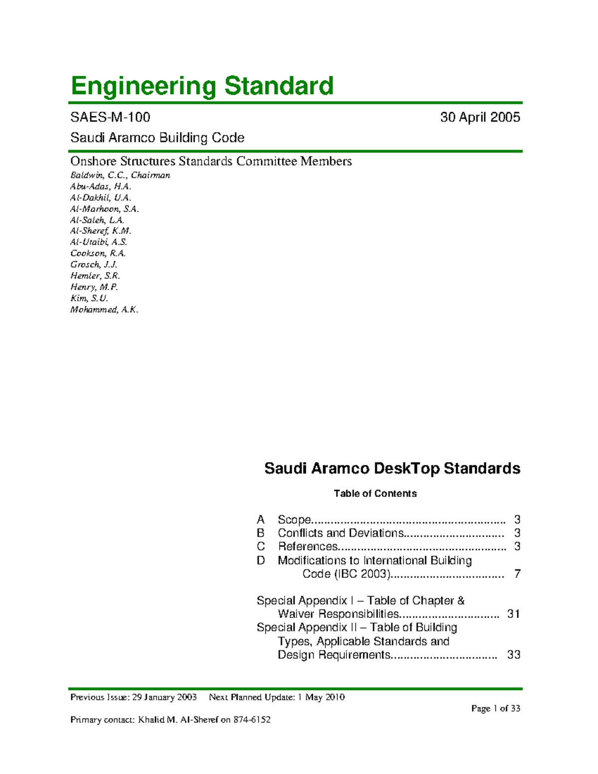SAES-M-100 - Saudi Aramco Building Code Overview and Updates - Studocu
