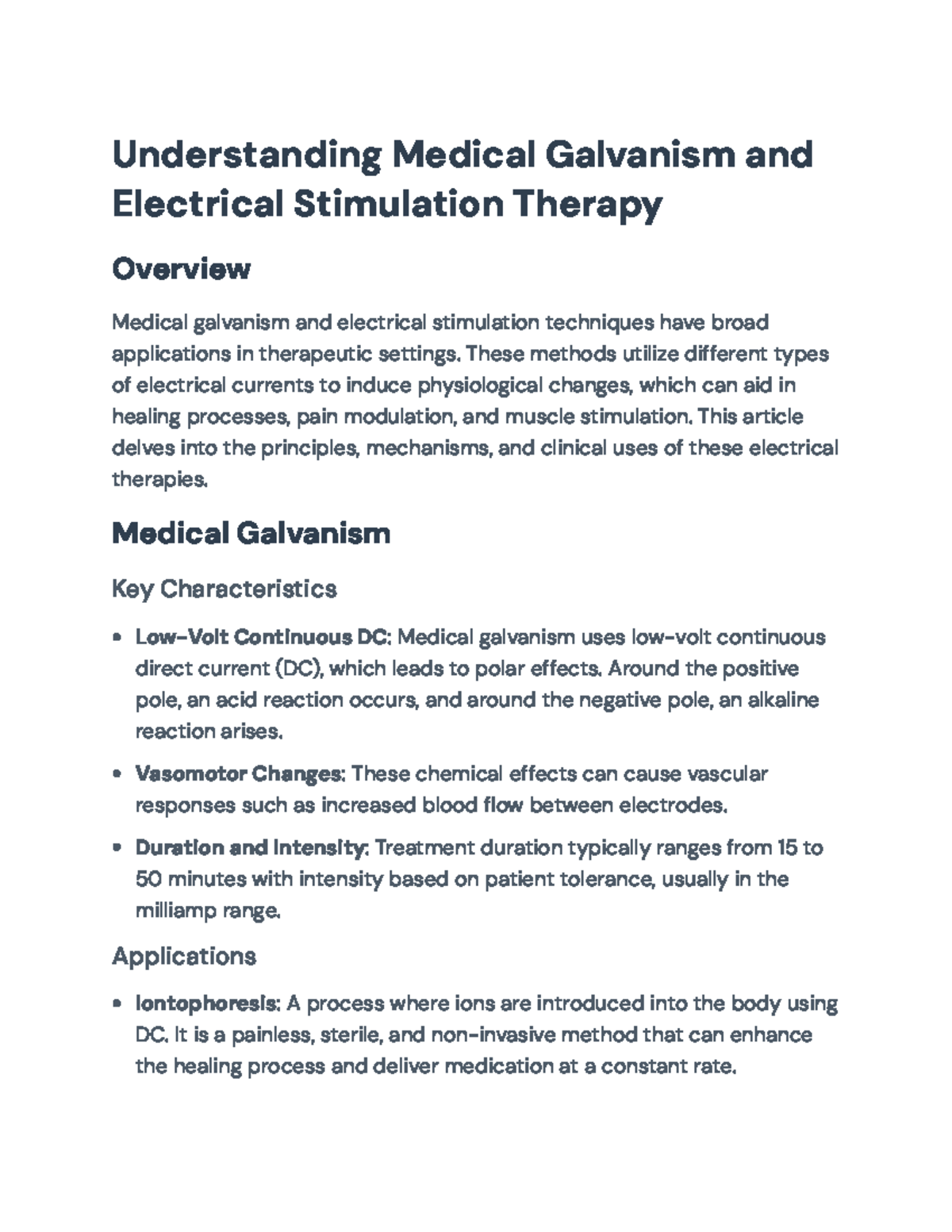 Medical Galvanism & Electrical Stimulation Therapy Overview ...