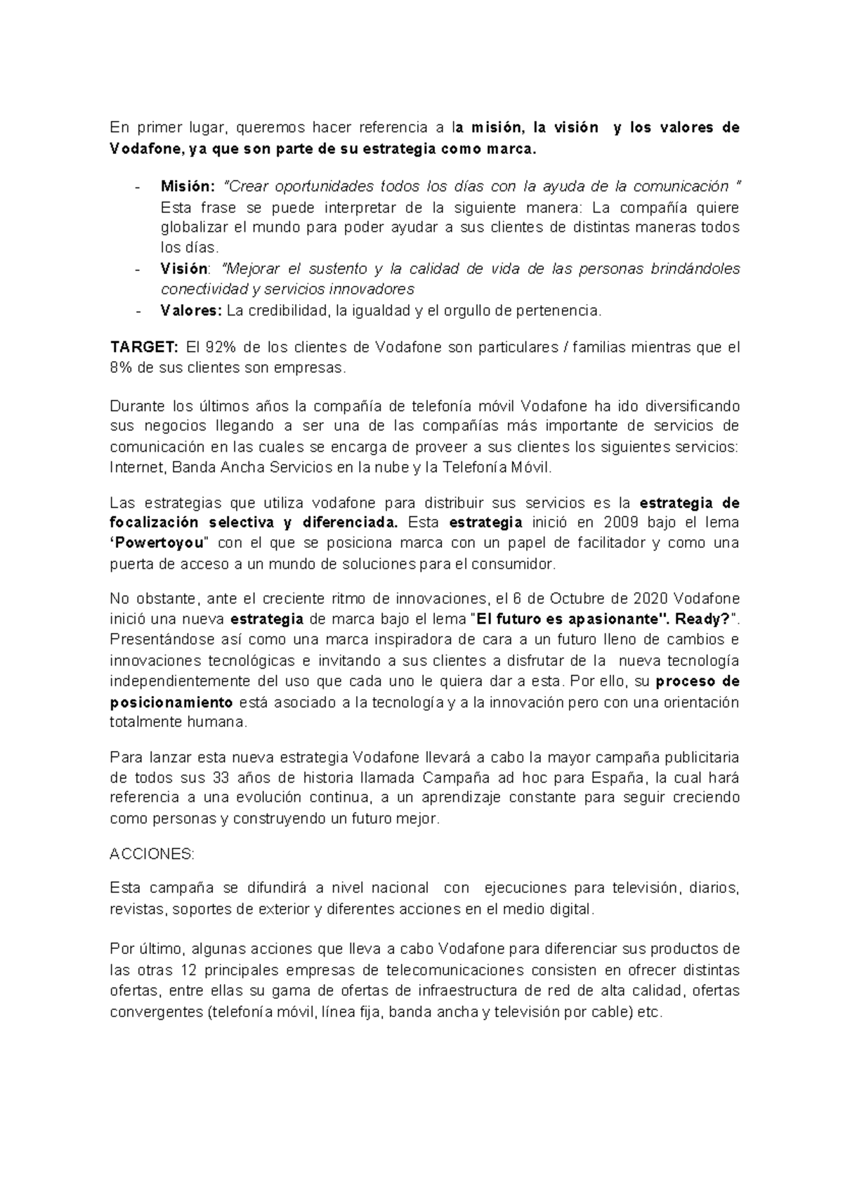 Vodafone - WEDFG - En primer lugar, queremos hacer referencia a l a ...