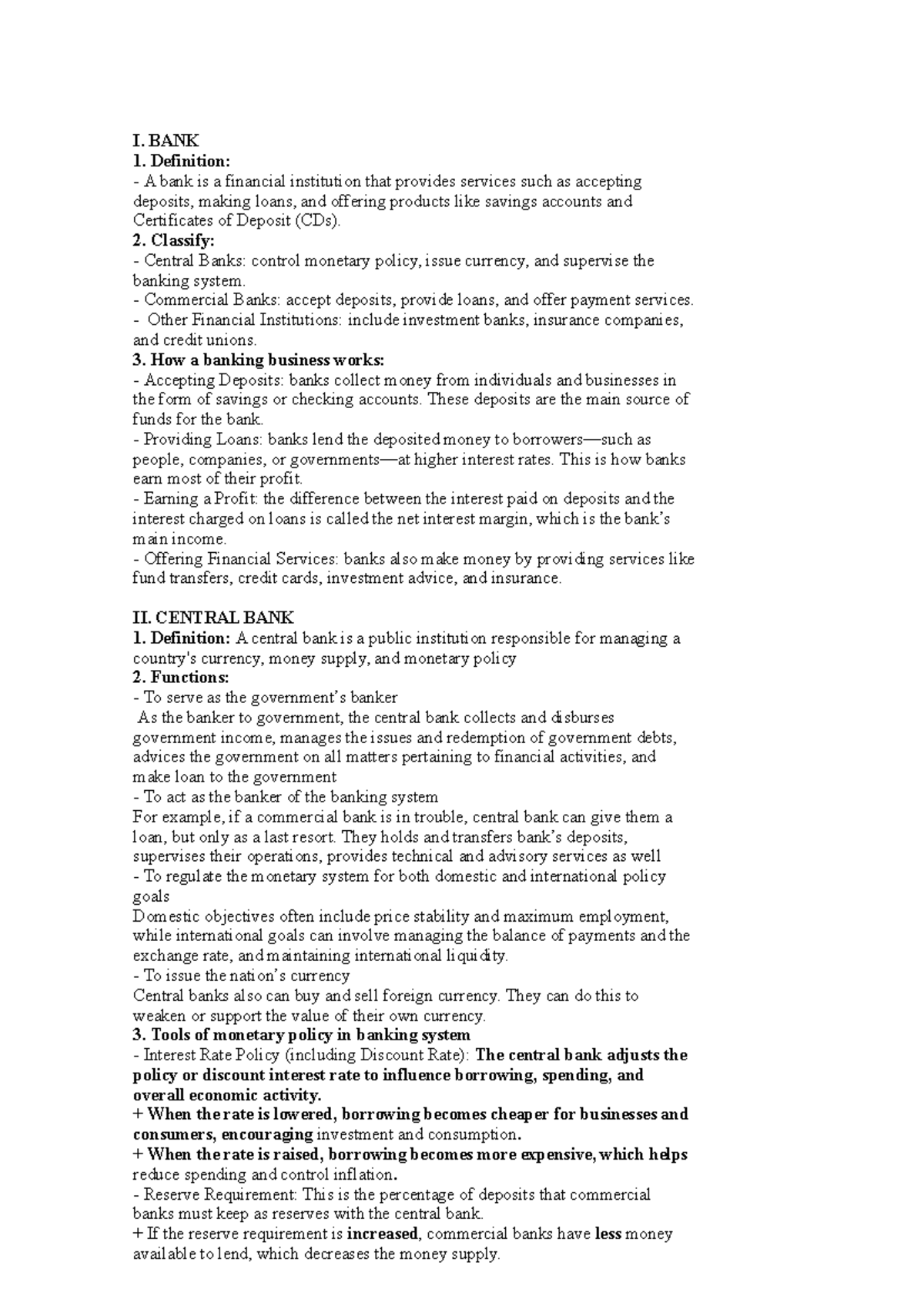 Banking Systems Overview: Definitions, Functions, and Roles - Studocu