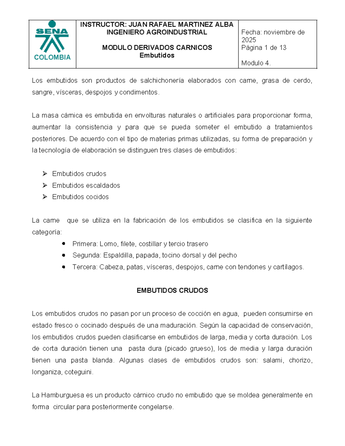 Modulo 4: Embutidos - Proceso y Clasificación en Ingeniería ...