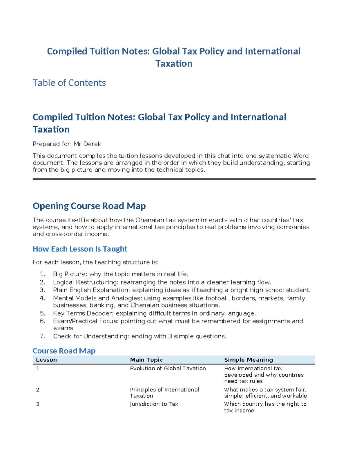 Global Tax Policy Tuition Notes: A Comprehensive Overview - Studocu