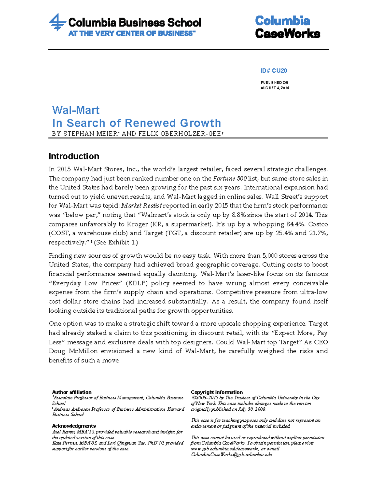 Wal-Mart Case Study (Harvard HBS): Strategic Challenges & Growth ...