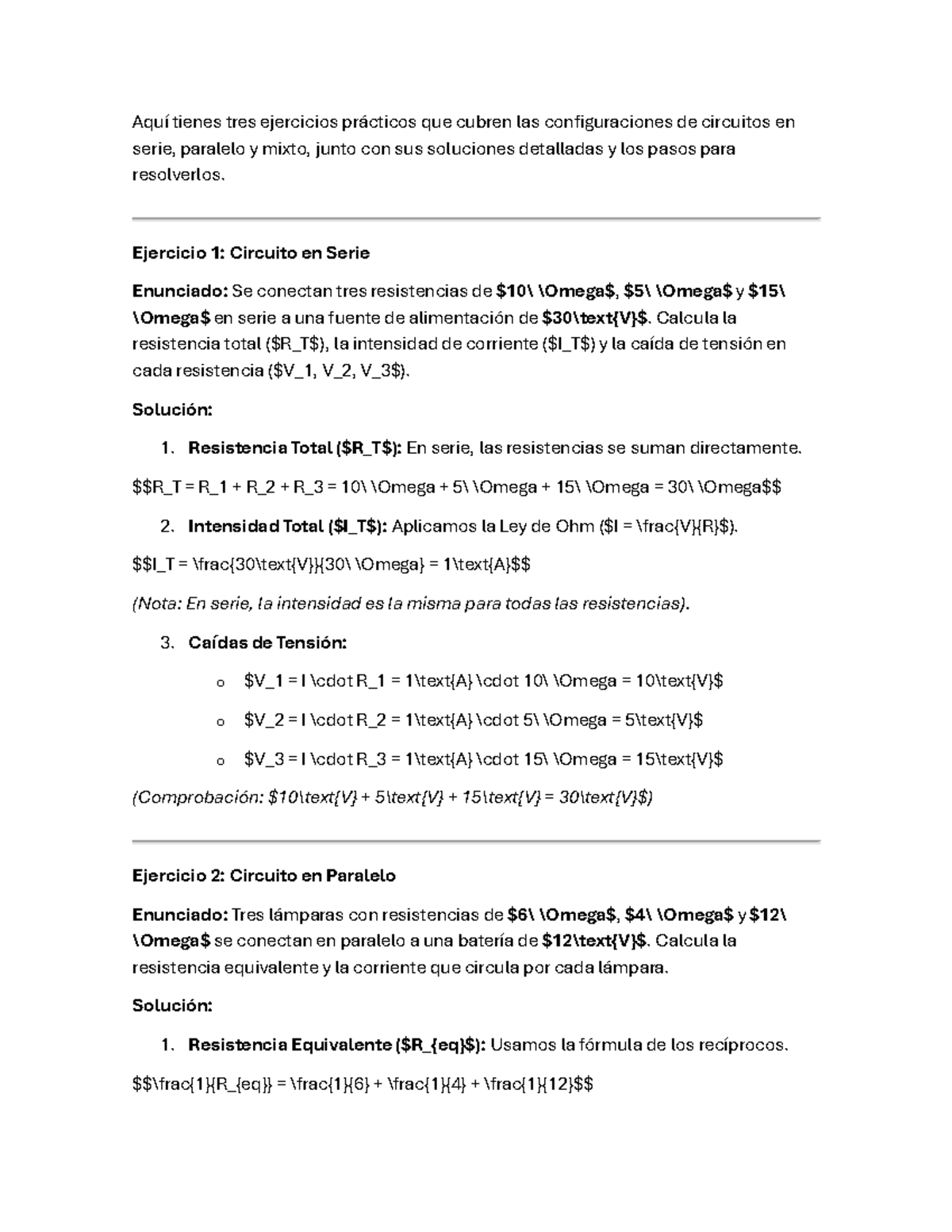 Ejercicios Prácticos de Circuitos: Serie y Paralelo - NOI APLICA - Studocu