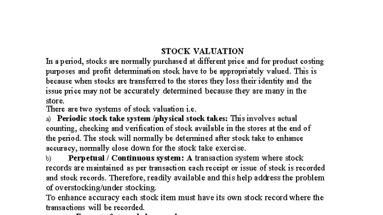 Lesson 4: Stock Valuation Techniques and Methods (CA25) - Studocu