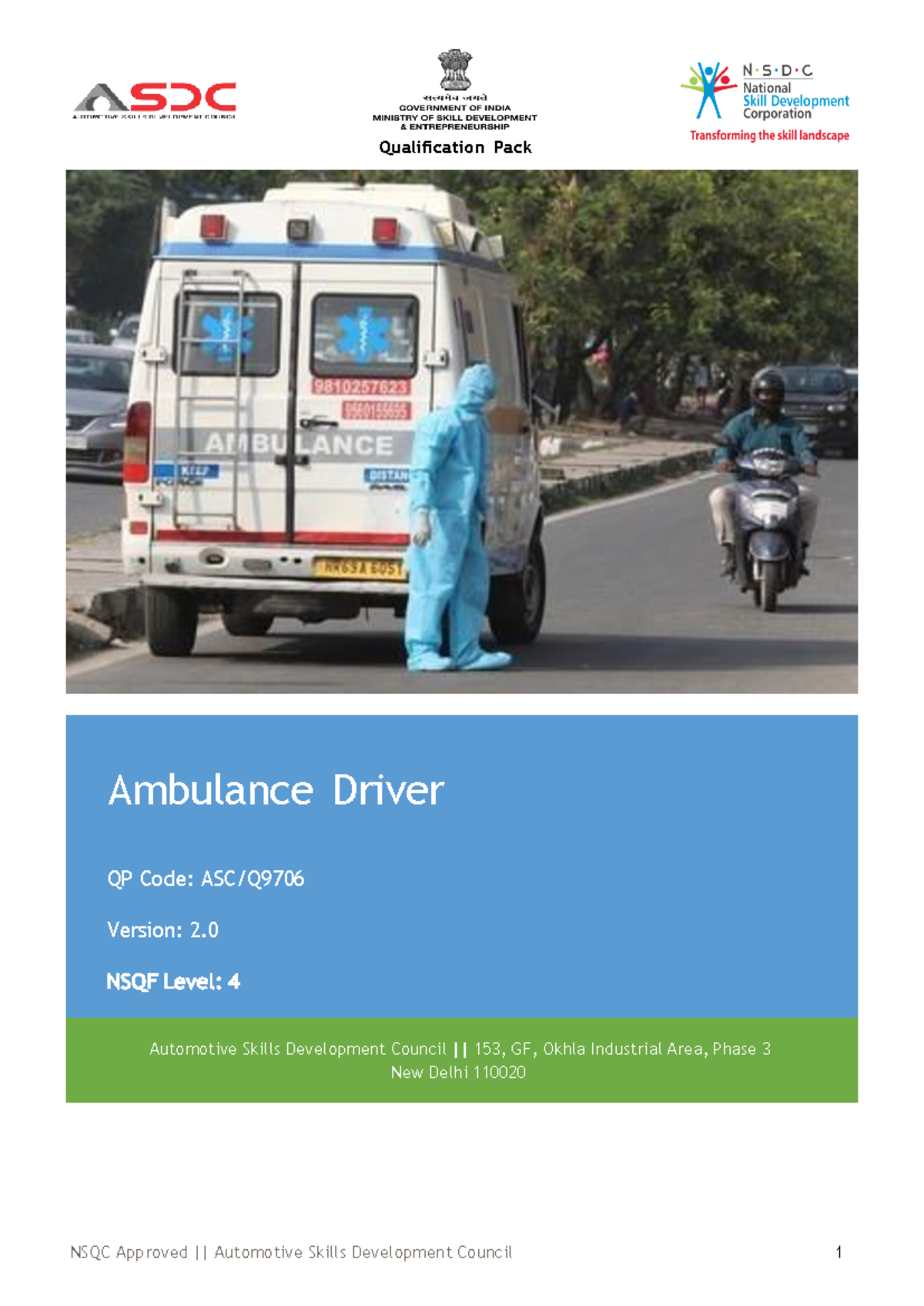 ASC Q9706 v2.0 Ambulance Driver - Version: 2. Ambulance Driver ...
