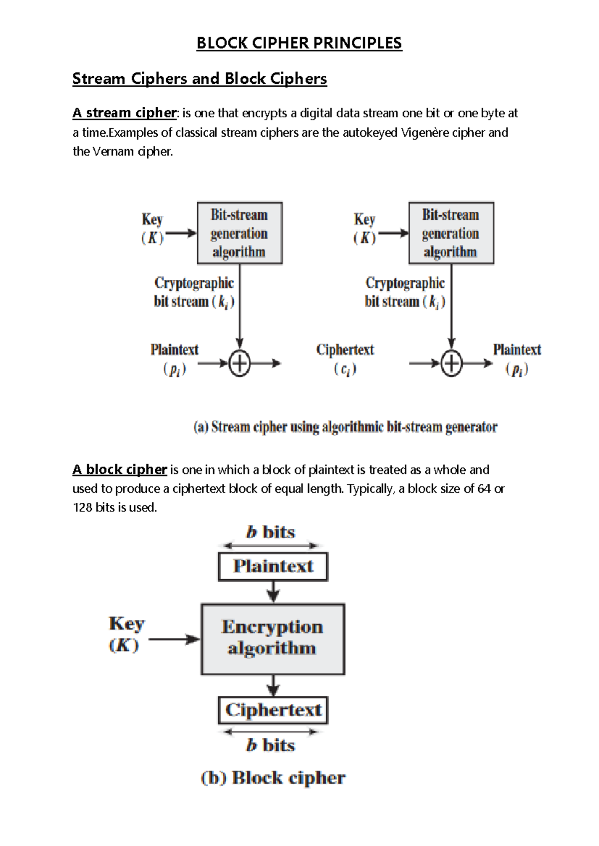 C&NS UNIT-2 - Block Cipher Principles and Stream Ciphers Notes - Studocu