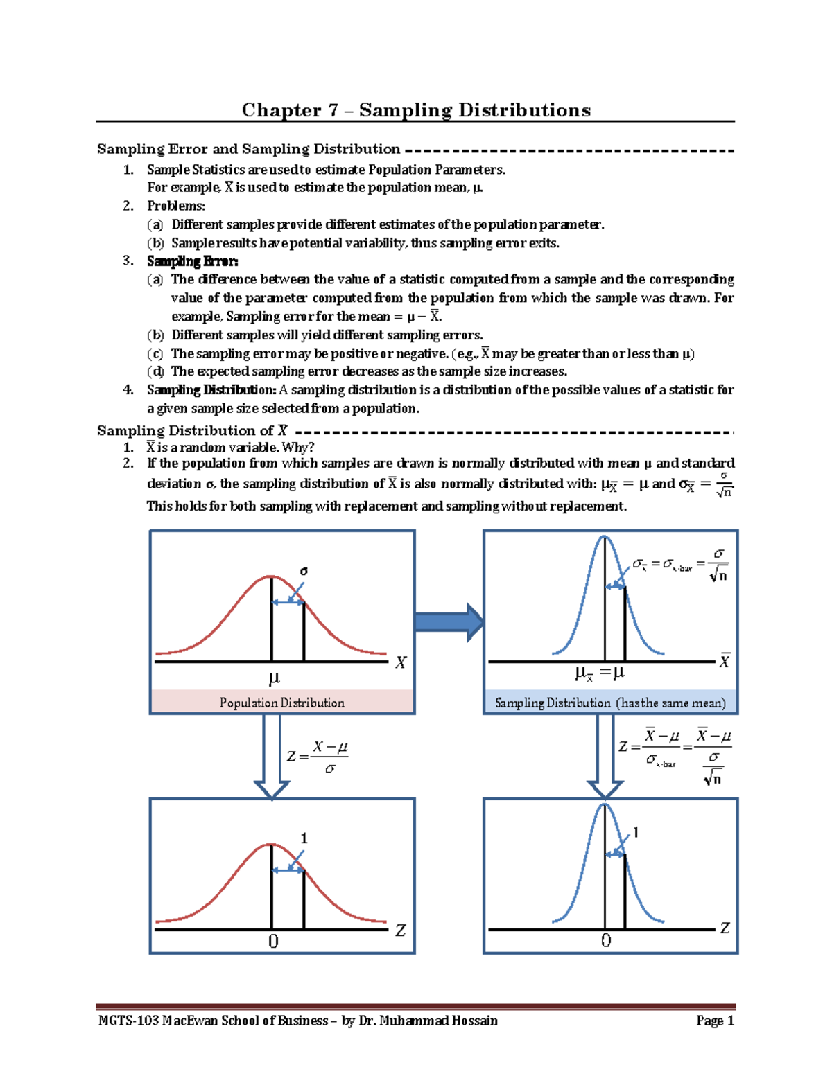 Sampling Distributions & Estimation: MGTS-103 Lecture Notes - Studocu