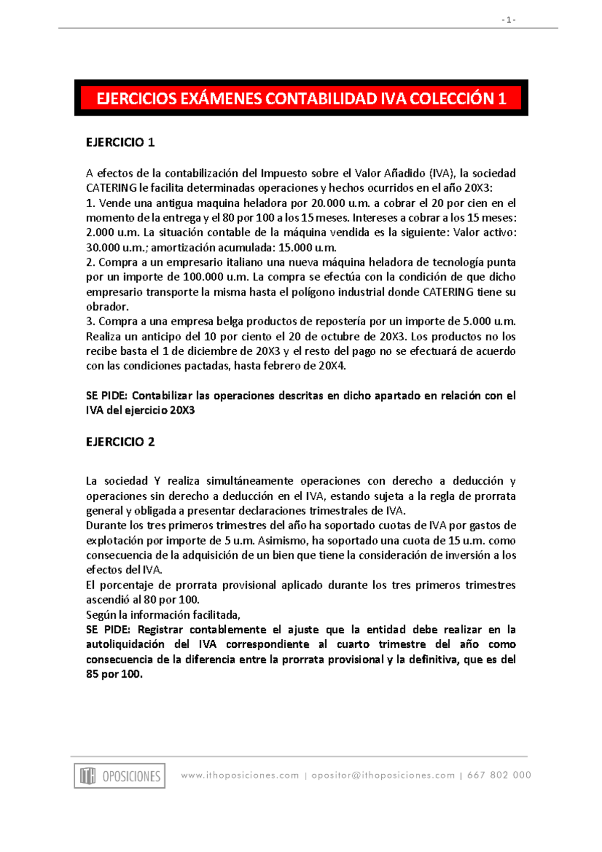 ColeccióN 1 EXÁ Menes Contabilidad IVA - EJERCICIOS EXÁMENES ...