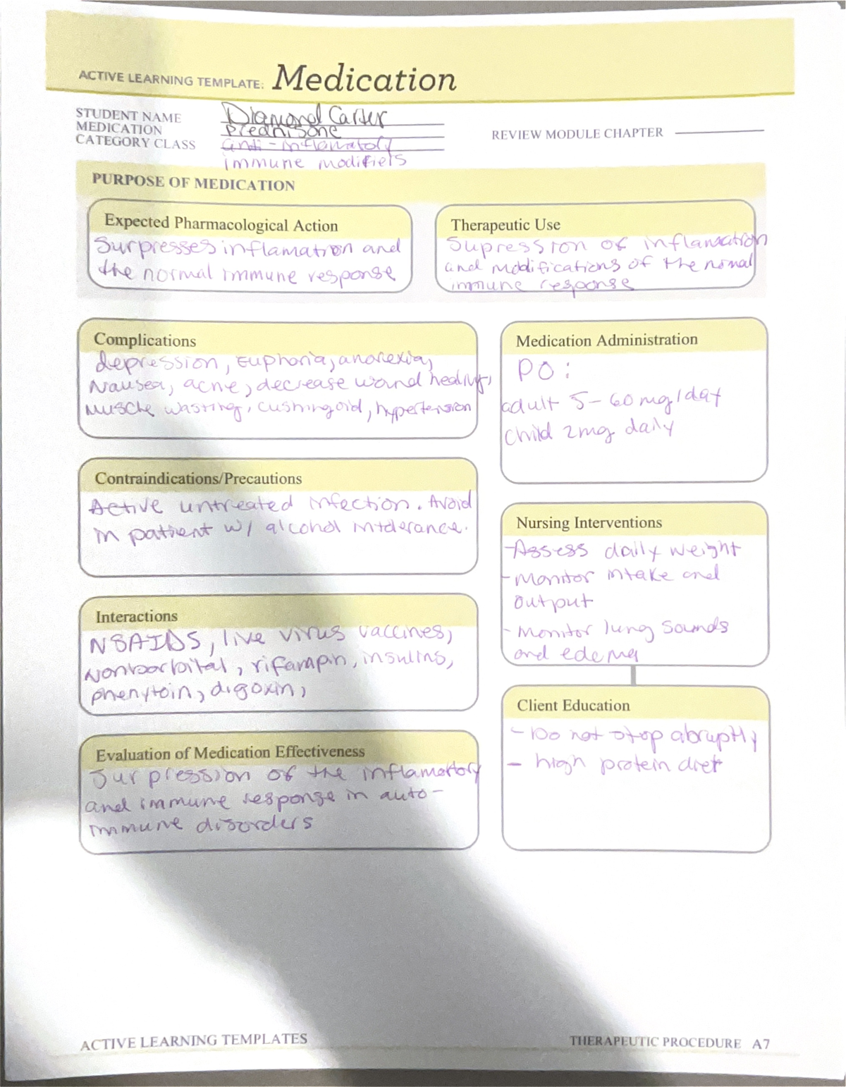 Medication Templates Week 7 - 4125 - Studocu
