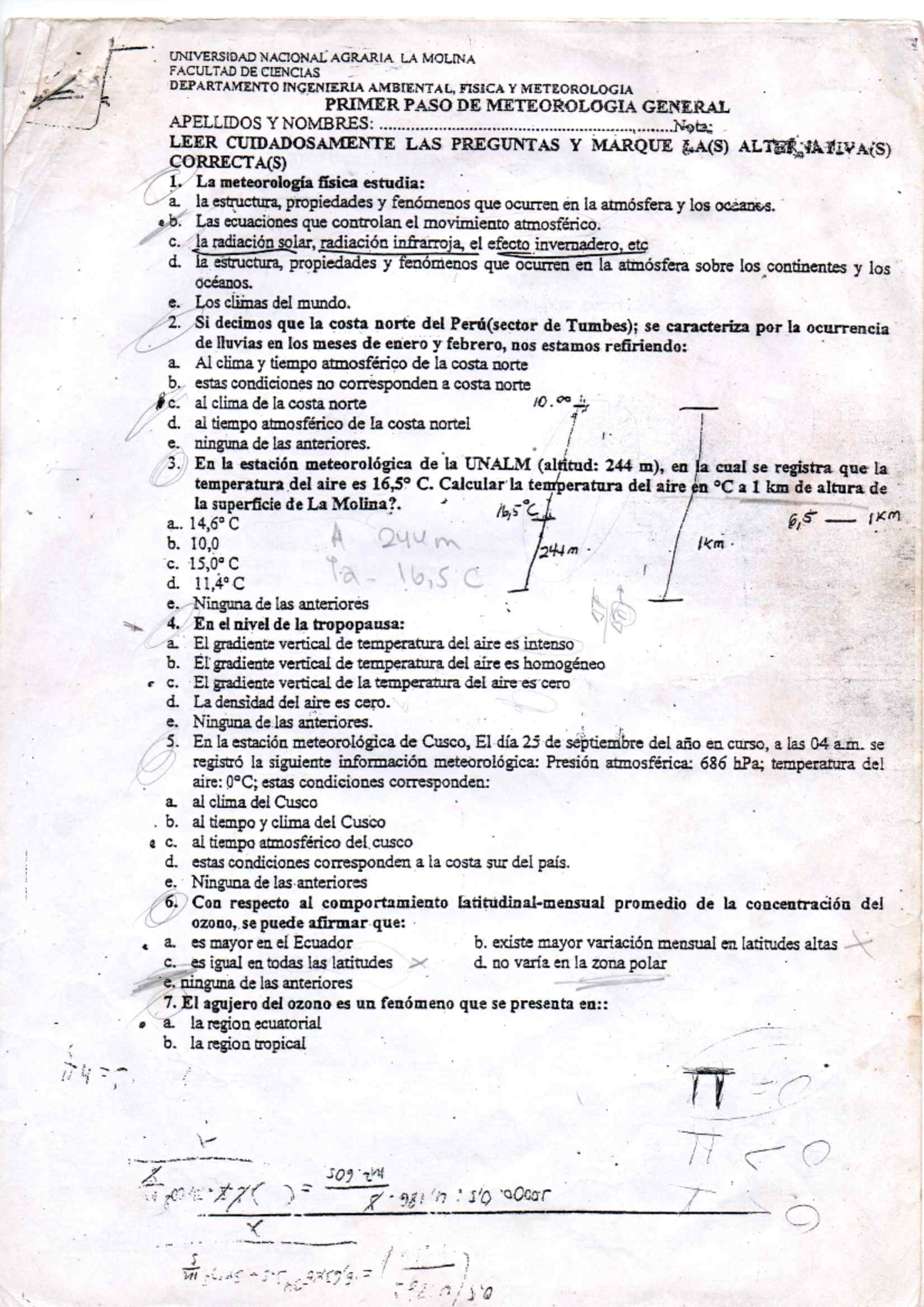 1er Paso de Meteorología General - UNALM - Studocu