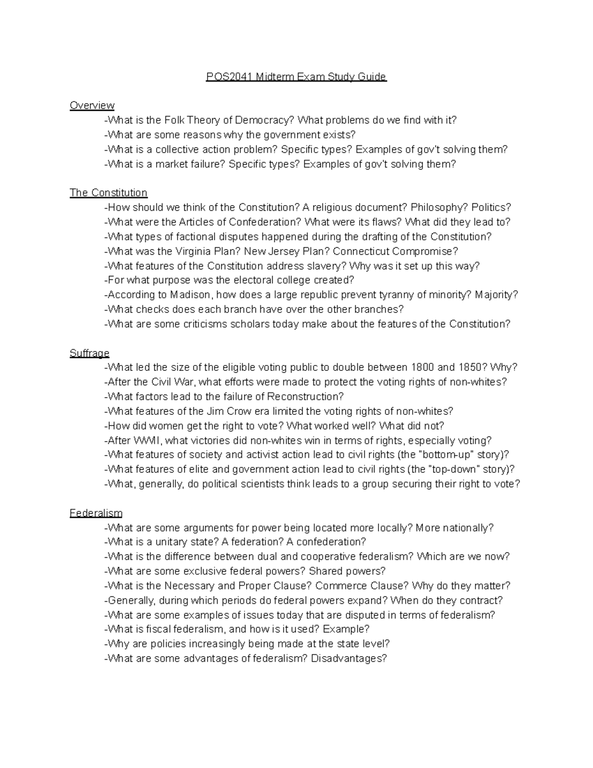 POS2041 Spring 2022 Midterm Exam Study Guide Analysis & Key Concepts ...